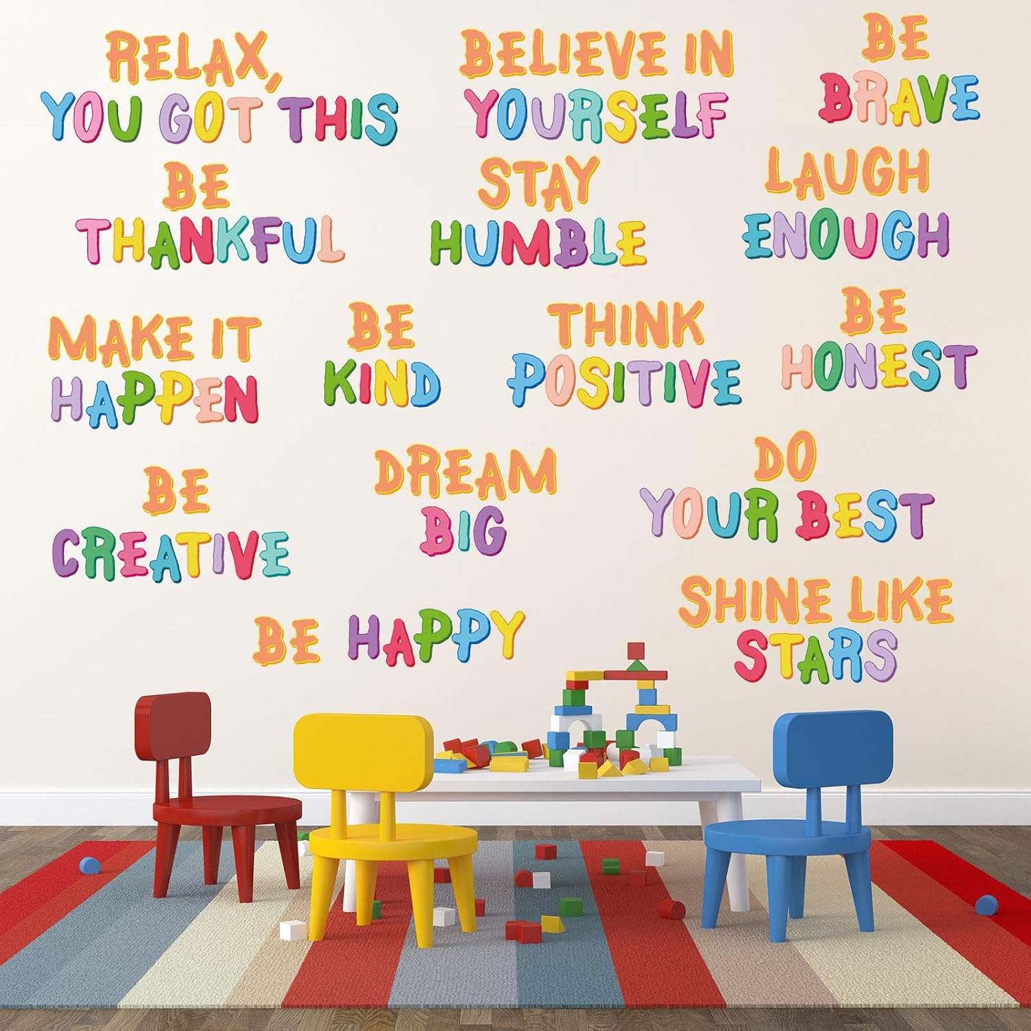 Amazon.com: 6 Pieces Colorful Inspirational Wall Decal Rainbow Positive ...