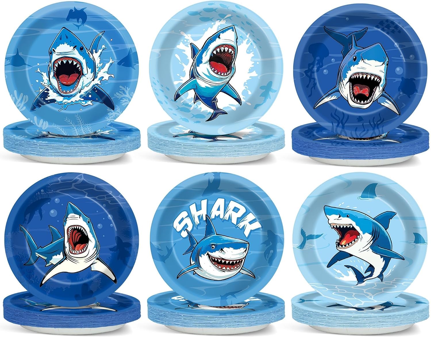 Amazon.com: Yiaoyinnz 60Pcs Shark Theme Party Decorations Ocean 7 Inch ...