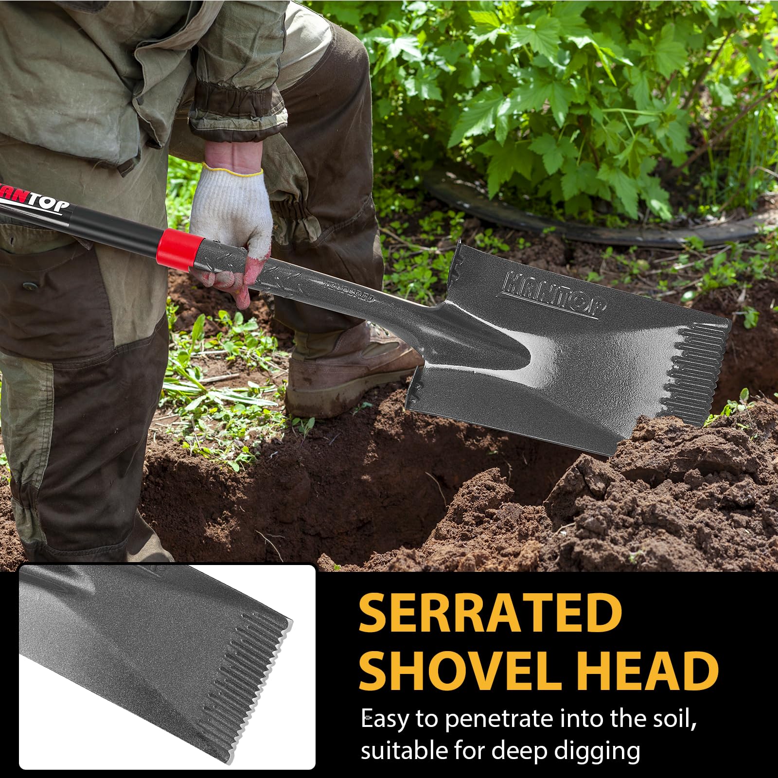 Snapklik.com : HANTOP Garden Shovel Flat Spade Edge Shovels Trenching ...