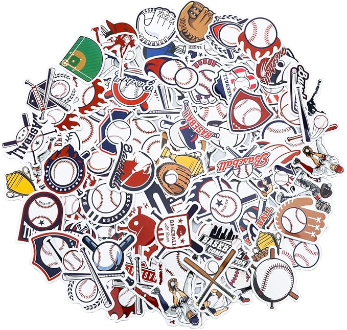 Amazon.com: 100 Pack Baseball Stickers, Baseball Party Favors, Birthday ...