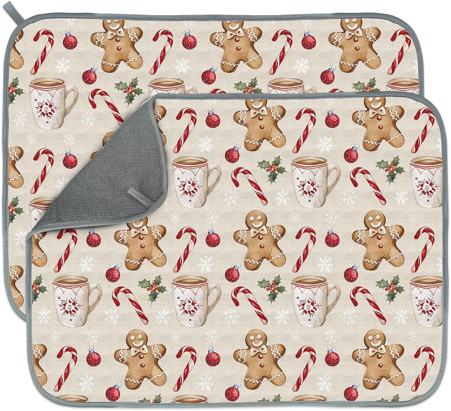 Amazon.com: VIYNRAN Set of 2 Christmas Dish Drying Mats - 15x20 Inch ...