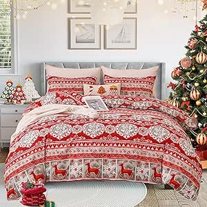 Amazon.com: Jarson Christmas Quilt Set Queen/Full Size 3-Piece Xmas Bedspread Reversible ...