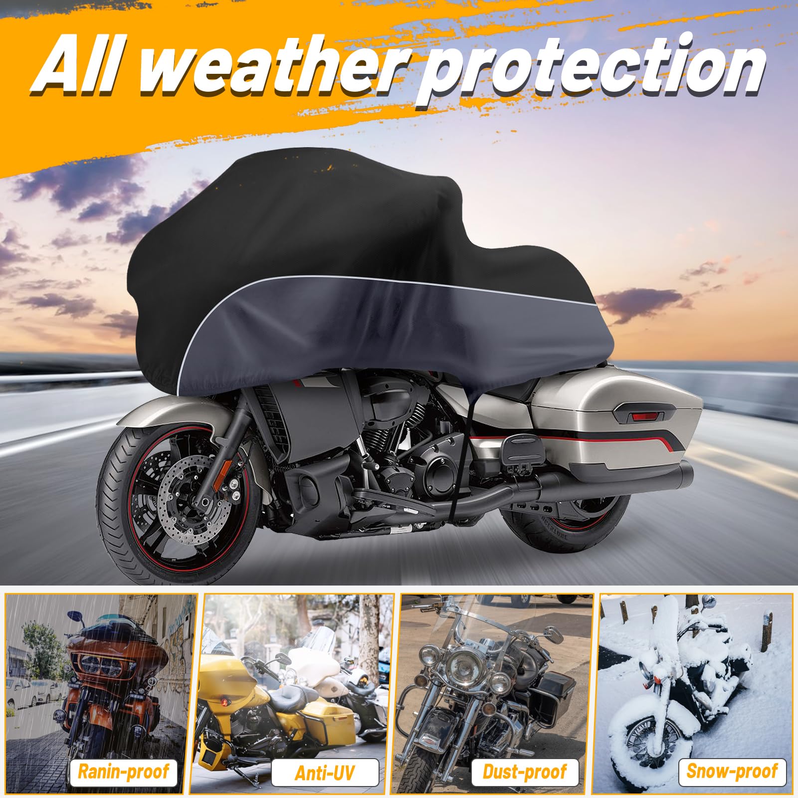 Snapklik.com : Touring Motorcycle Half Cover, Internal Cotton Outdoor ...