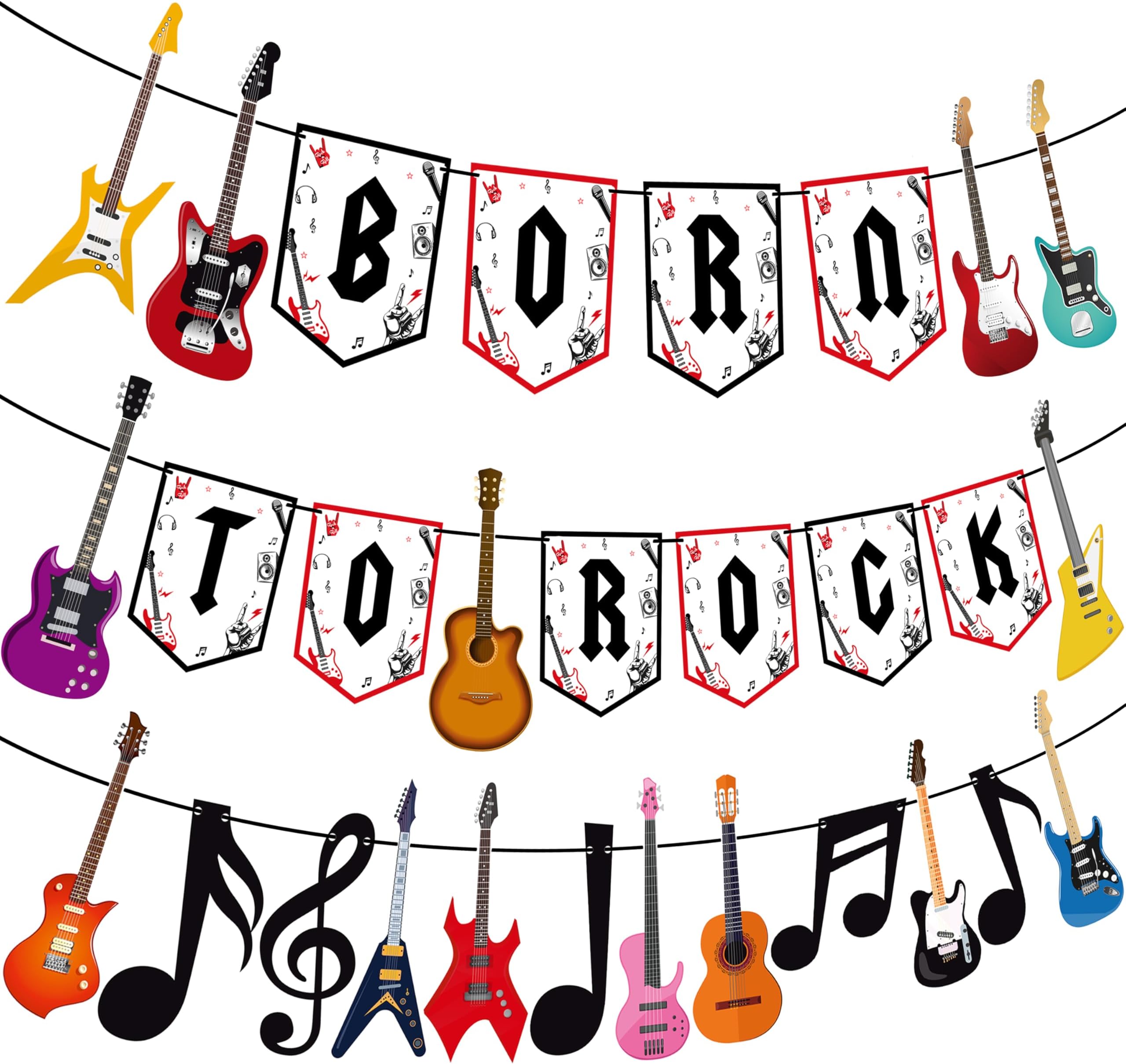 Amazon.com: 3Pcs Born To Rock Party Banners Rock Theme Birthday Party ...