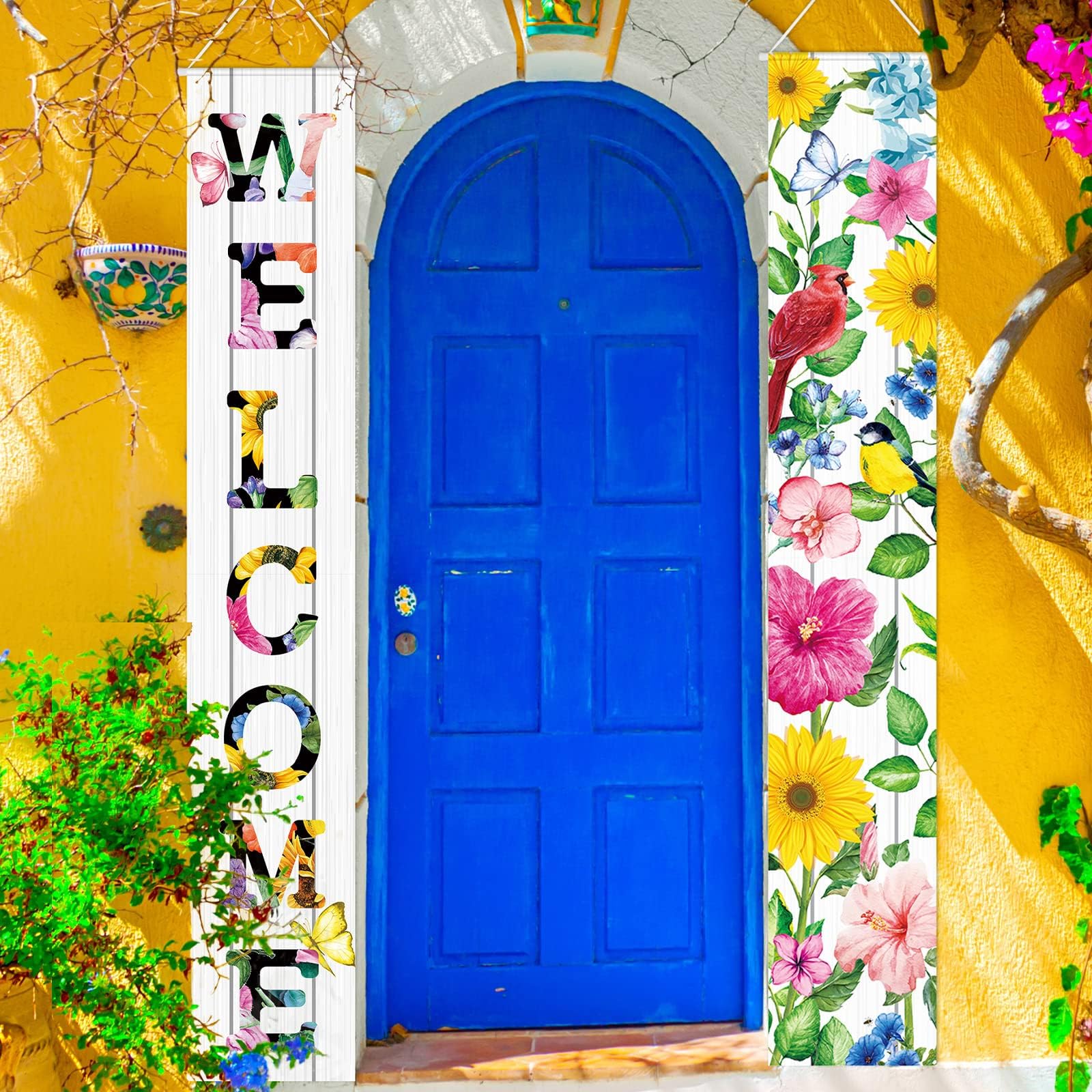 Amazon.com: Welcome Summer Gnome Porch Banner Watermelon Floral ...