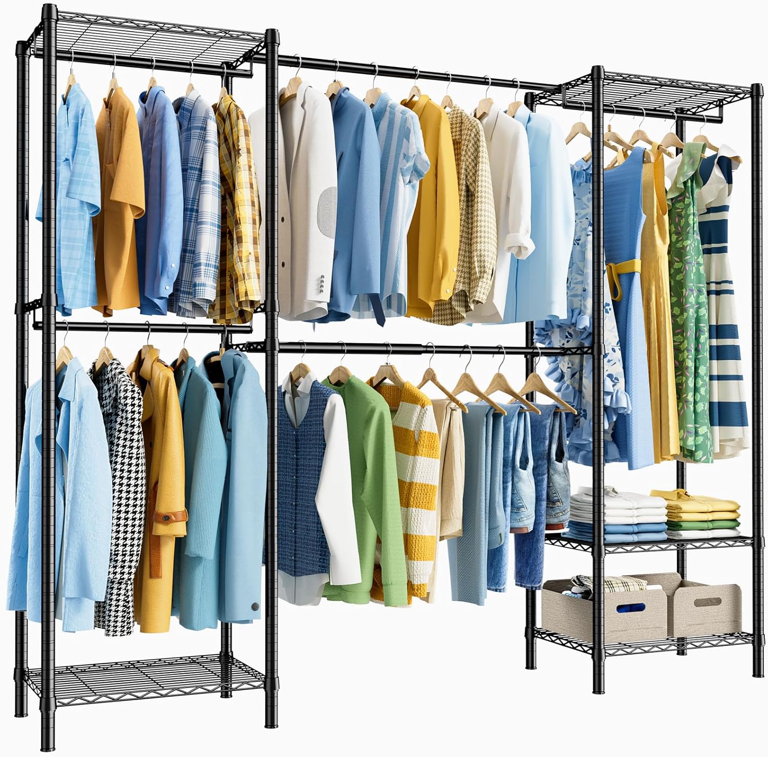 Amazon.com: HEMTEN K1 Heavy Duty Clothes Rack Closet, 5 Tiers ...