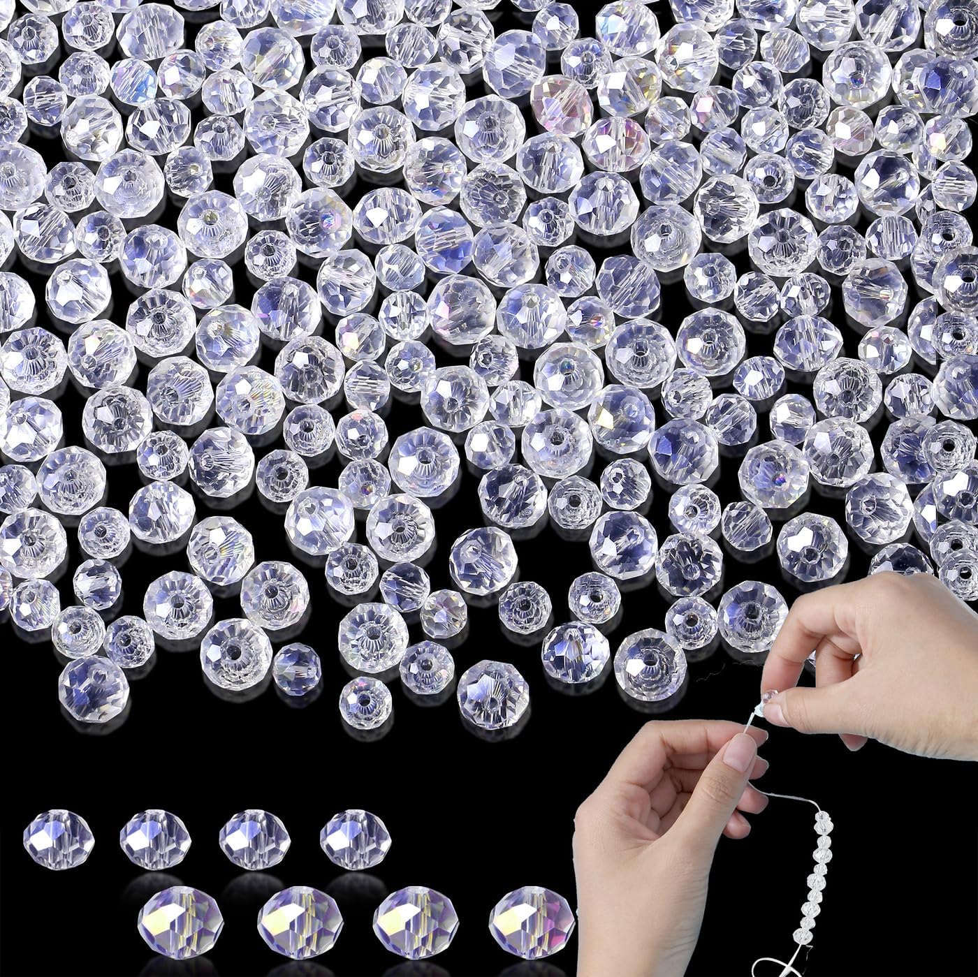 Amazon.com: DUQGUHO Glass Beads,500 Pcs Crystal Beads Clear Beads for ...