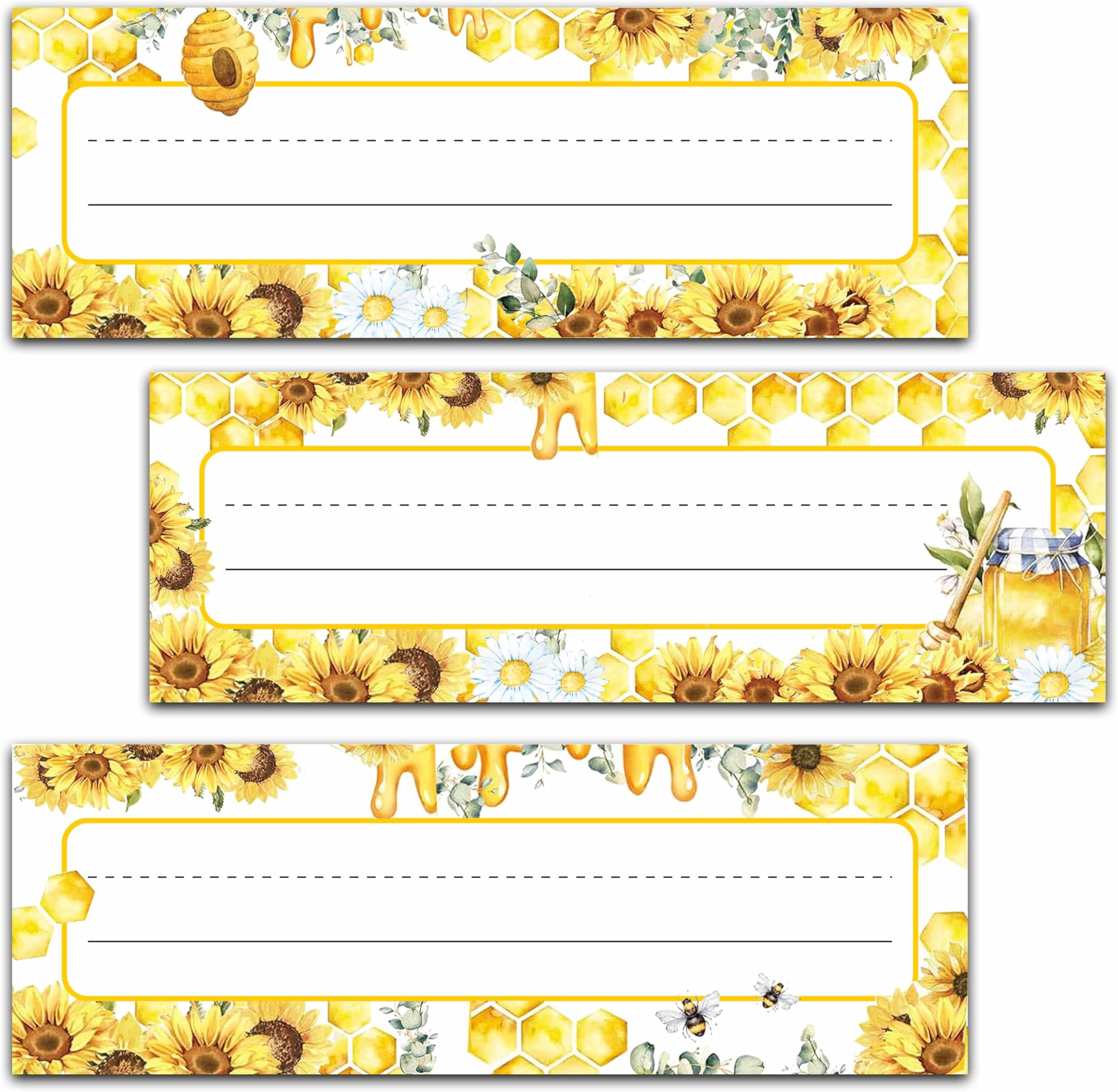 Amazon.com: 30 Name Tags for Classroom, Sunflower Desk Name Tags ...