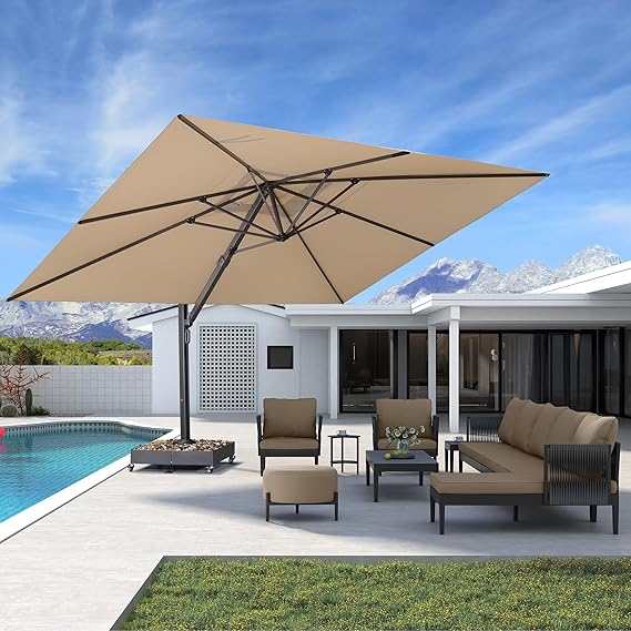 PURPLE LEAF 3.5 X 4.5 M Garden Cantilever Parasol, Large Rectangular ...