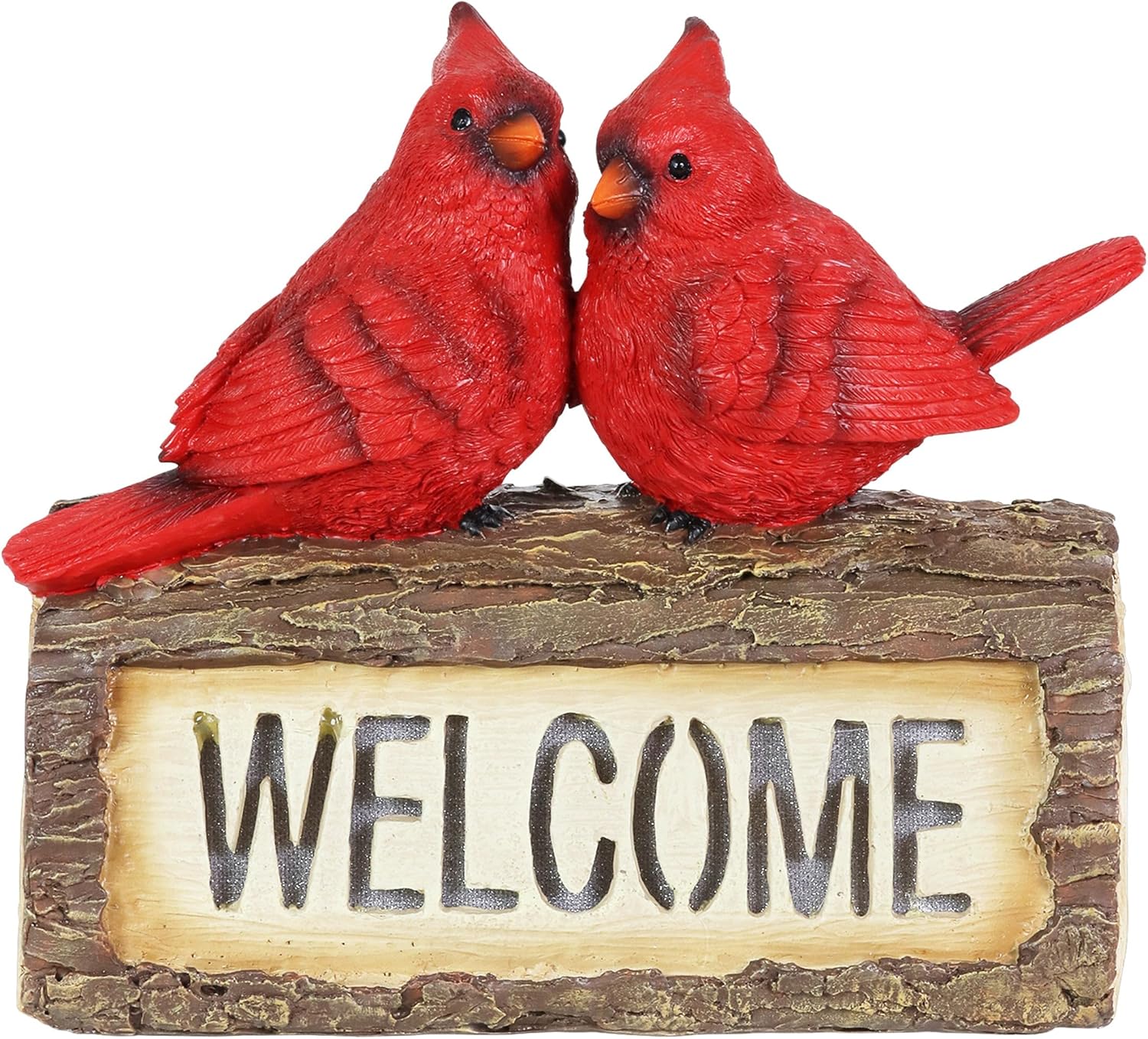 Amazon.com : Exhart Solar 2 Cardinals w/LED Welcome Sign, Durable Resin ...