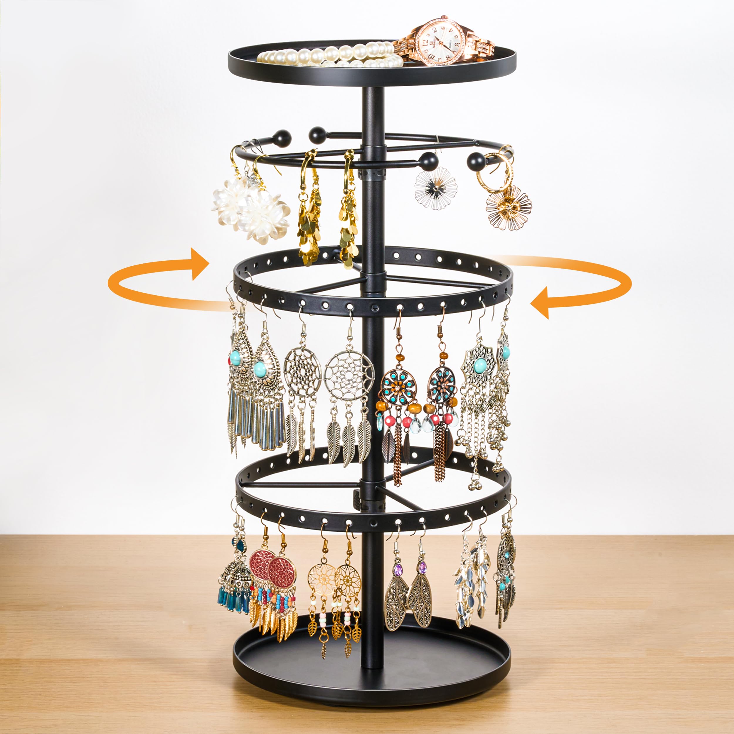 Amazon.com: jockcaras Rotating Earring Holder Organizer - Adjustable ...