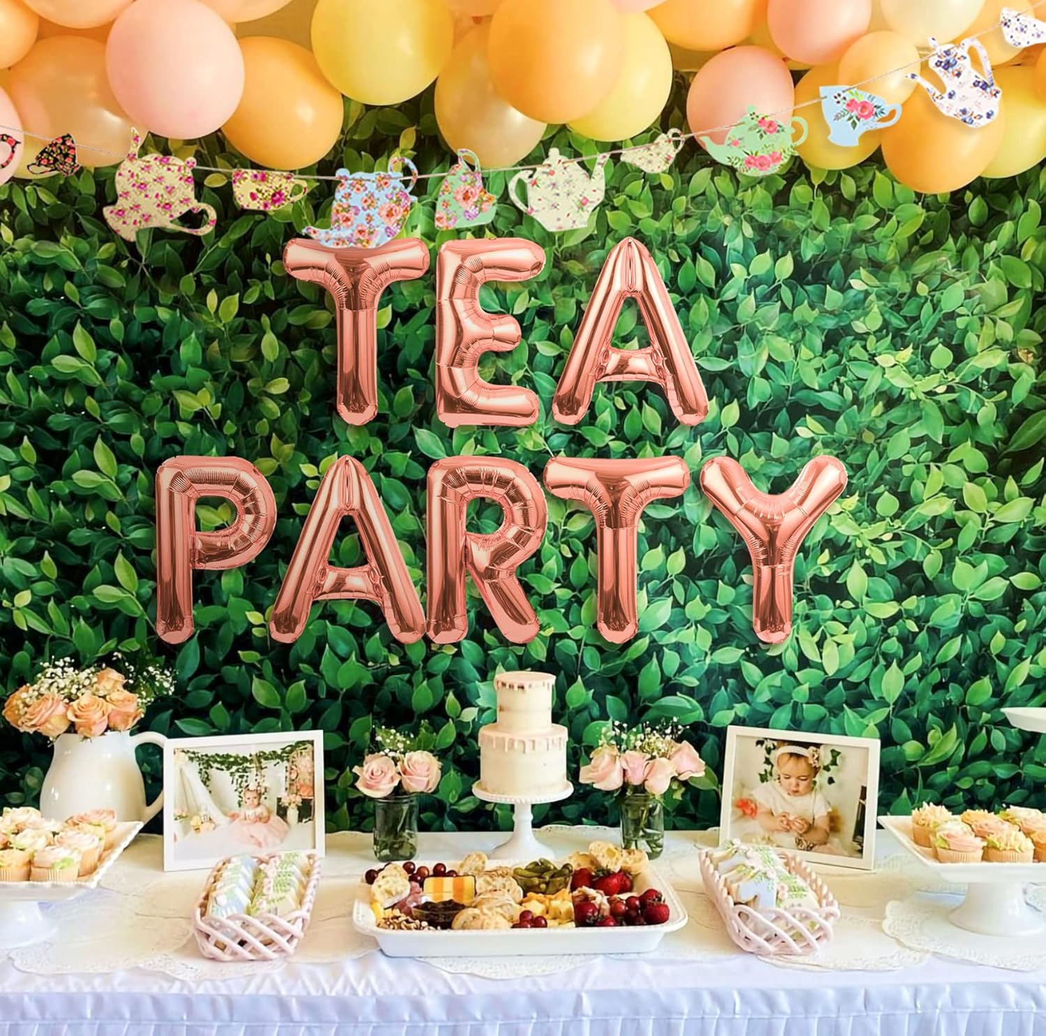 Amazon.com: Set of 2 LET'S PAR TEA Balloons Tea Party Birthday Banner ...