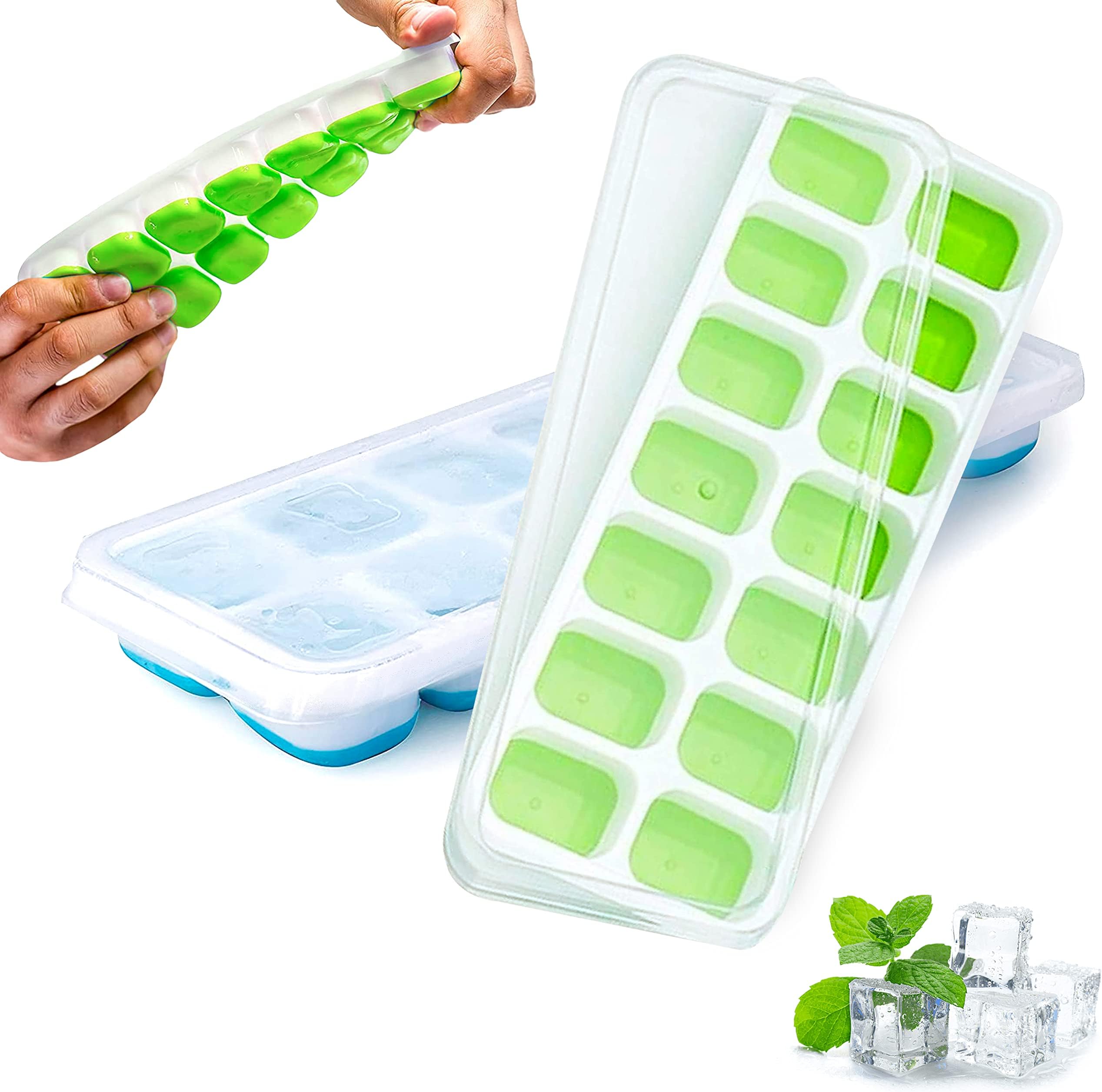 Ice Cube Trays with Lids 37 Cubicle Food Grade Ice Freezer Silicone Ice ...