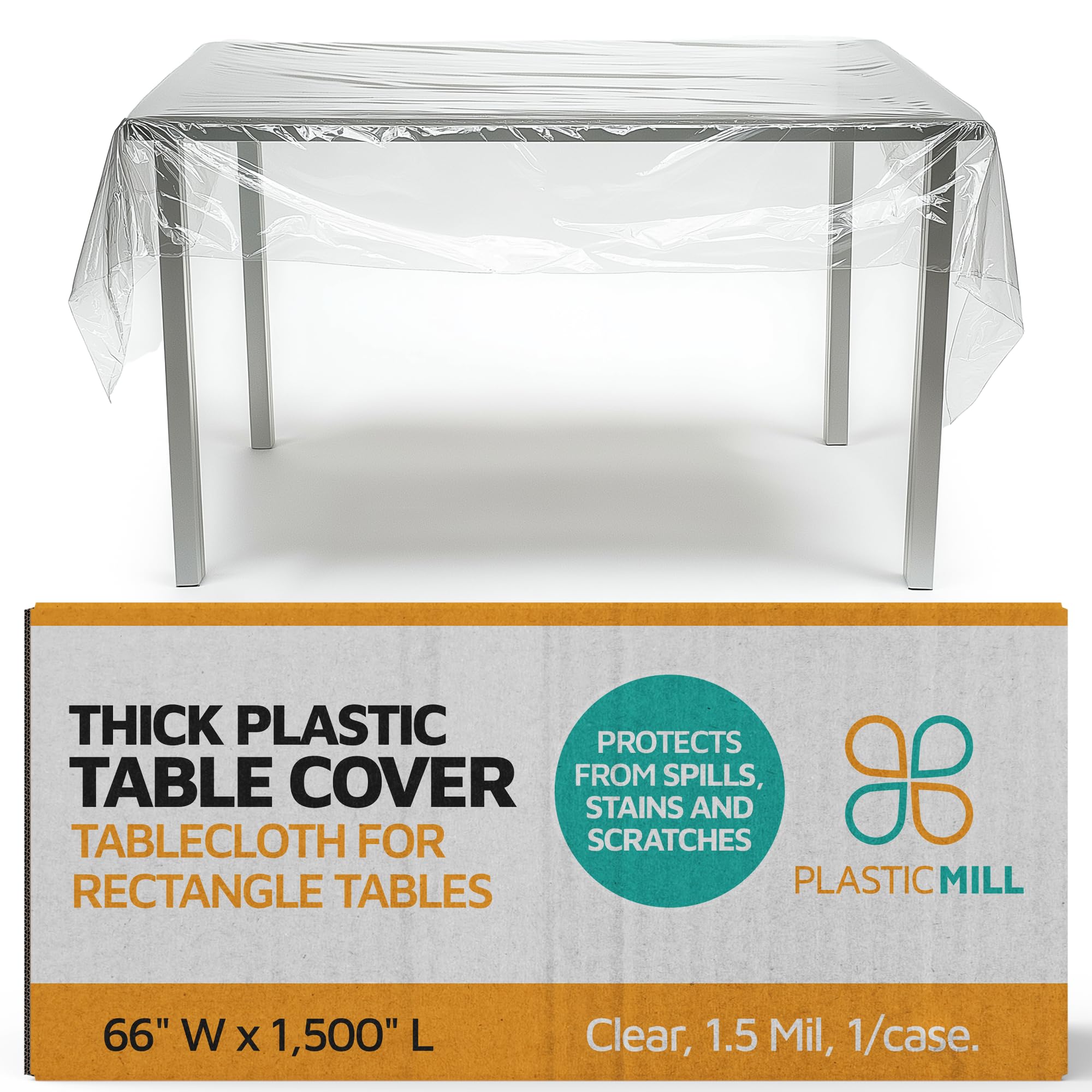 Amazon.com: PlasticMill Clear Plastic Table Cover - Clear Plastic Table ...