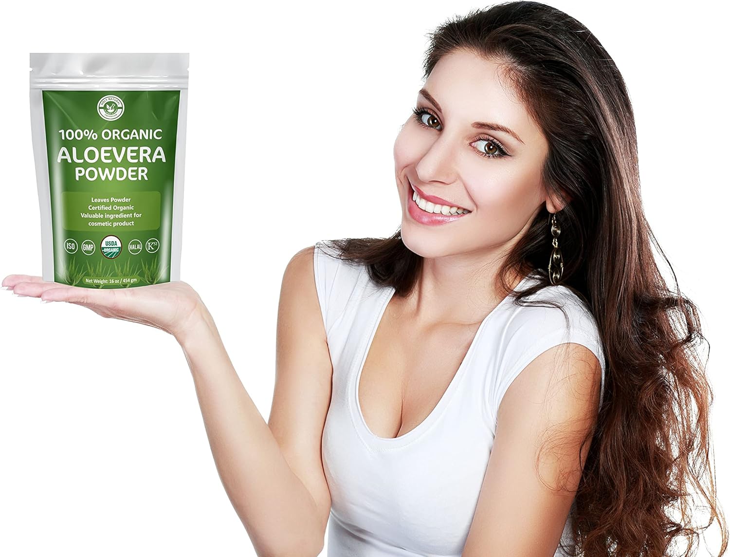USDA Certified Organic Aloe Vera Leaf Powder -16 Oz (454gm) (Aloe ...