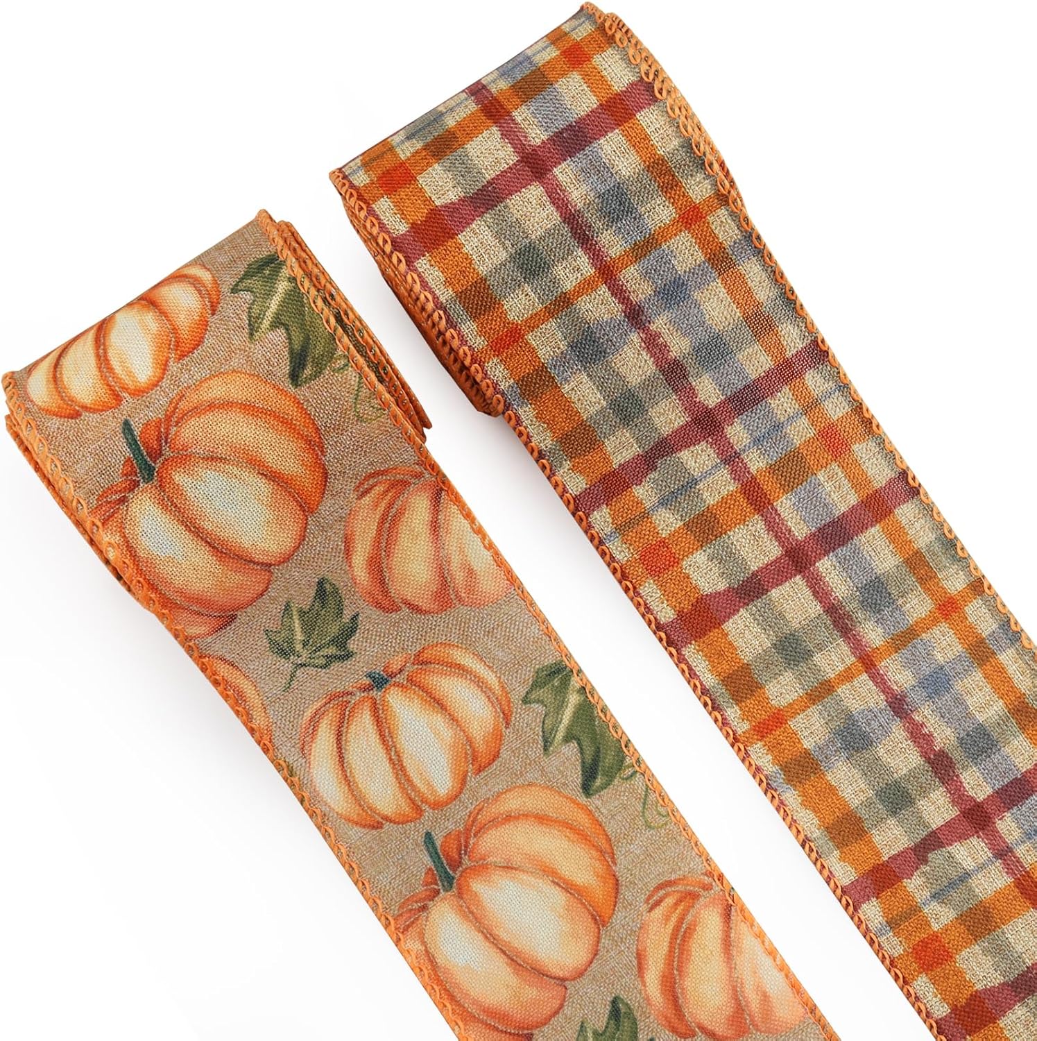 Amazon.com: 2 Rolls Fall Fabric Ribbons Thanksgiving Decor Ribbons ...
