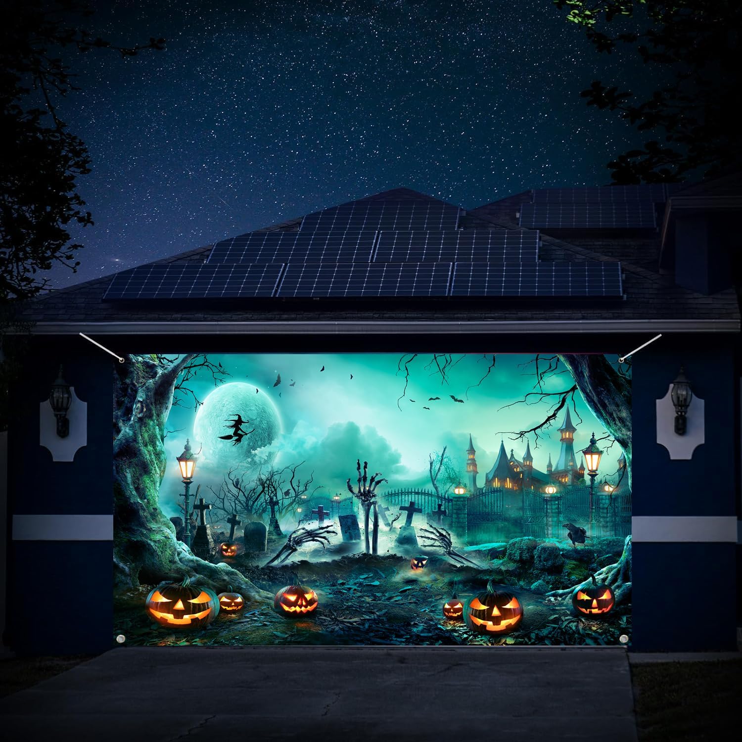 Amazon.com : 7X16ft Happy Halloween Garage Door Decoration Background ...