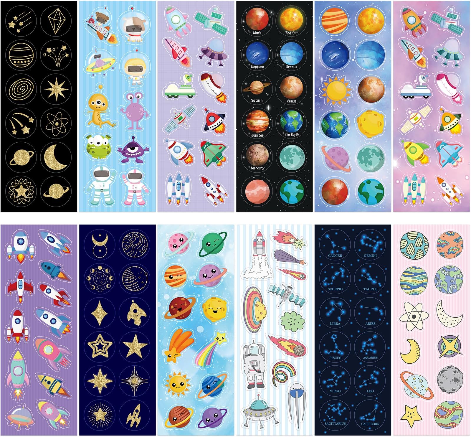Amazon.com: Dorgua 411Pcs Outer Space Stickers, 24 Sheets Space Alien ...