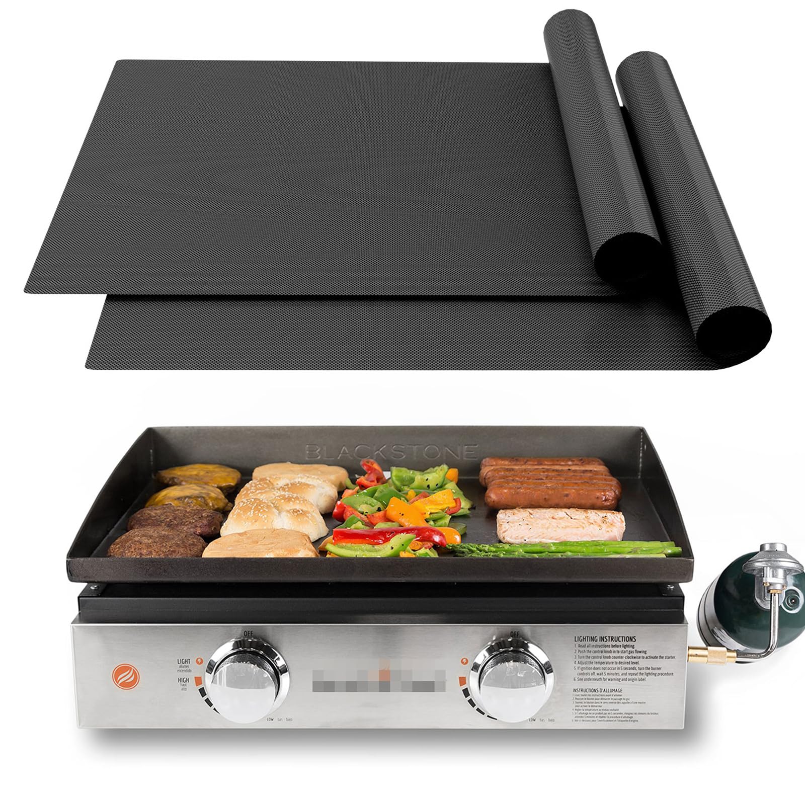 Amazon.com: UBeesize 2 Pack 100% Nonstick Grilling Mats for 22 Inch ...