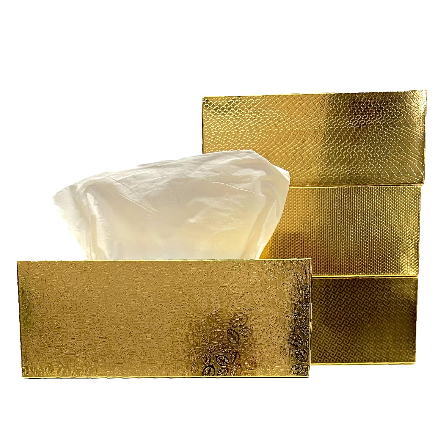 Triace 2 Ply Tissue Box | Decorative Multi Colours Texture Foil (Gold ...