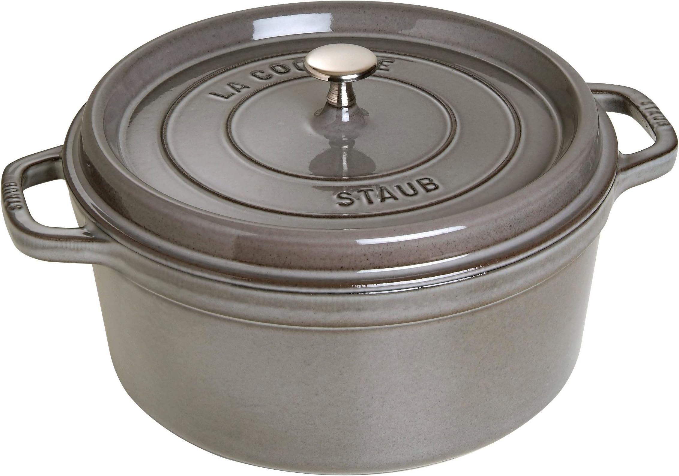 STAUB Cast Iron Roaster/Cocotte, Round, 16 cm, 1.2 L, Graphite Grey ...