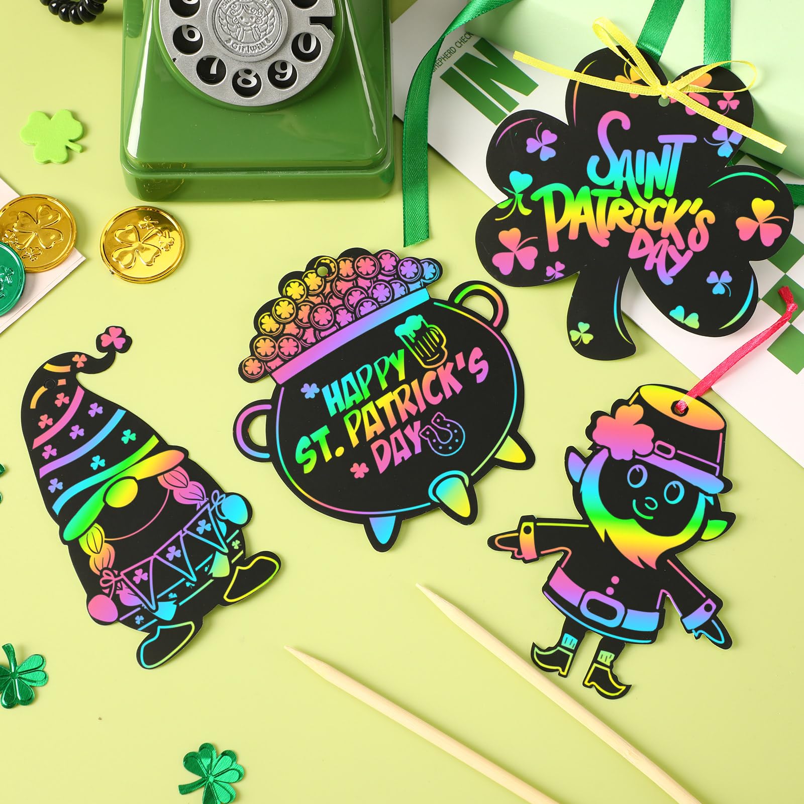 Snapklik.com : 36 PCS St Patricks Day Scratch Art For Kids, St Patricks ...