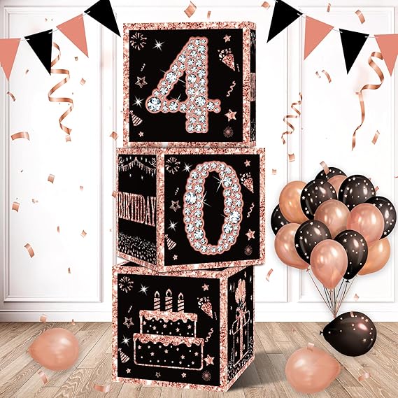Amazon.com: Eiurteao 3pcs 40th Birthday Decorations Boxes for Women ...