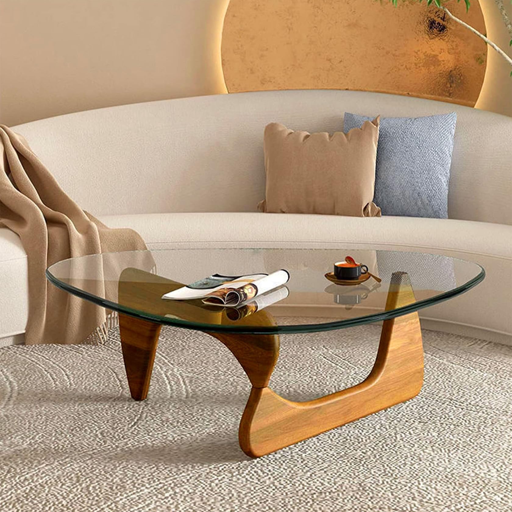 Amazon.com: Triangle Coffee Table in Walnut Mid Century Modern Solid ...