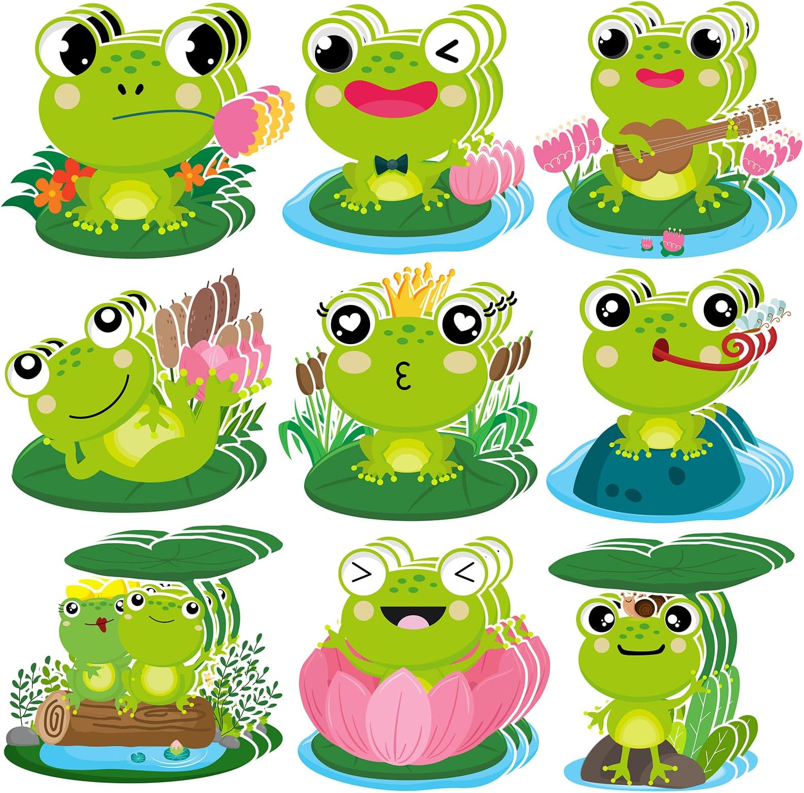 Amazon.com: Dianelhall 45 Pcs Frog Decoration Cutouts - Green Frogs - Cardstock Material - Frog ...