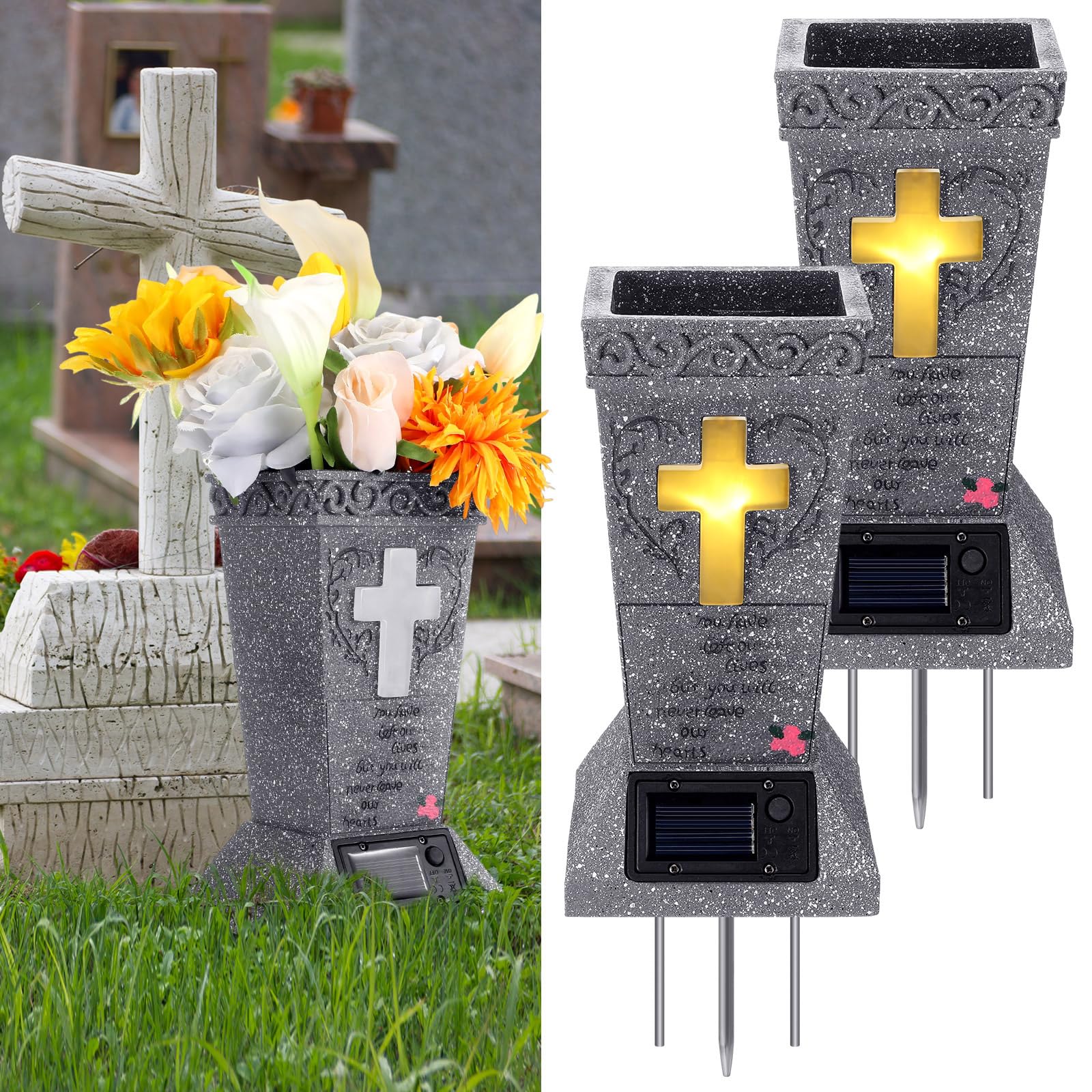 Solar Lights For Headstones LED Solar Vertical Slate Statue Feature