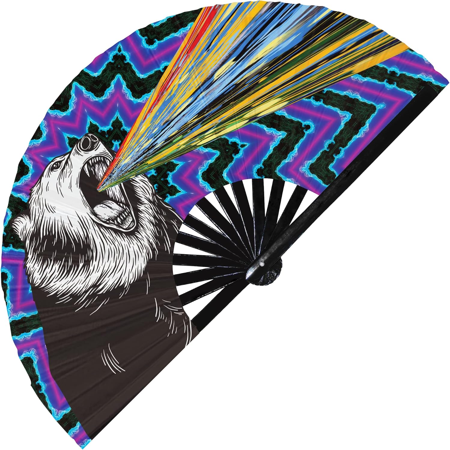 Amazon.com: Bear Hand Fan Foldable Bamboo Circuit Rave Hand Fans ...