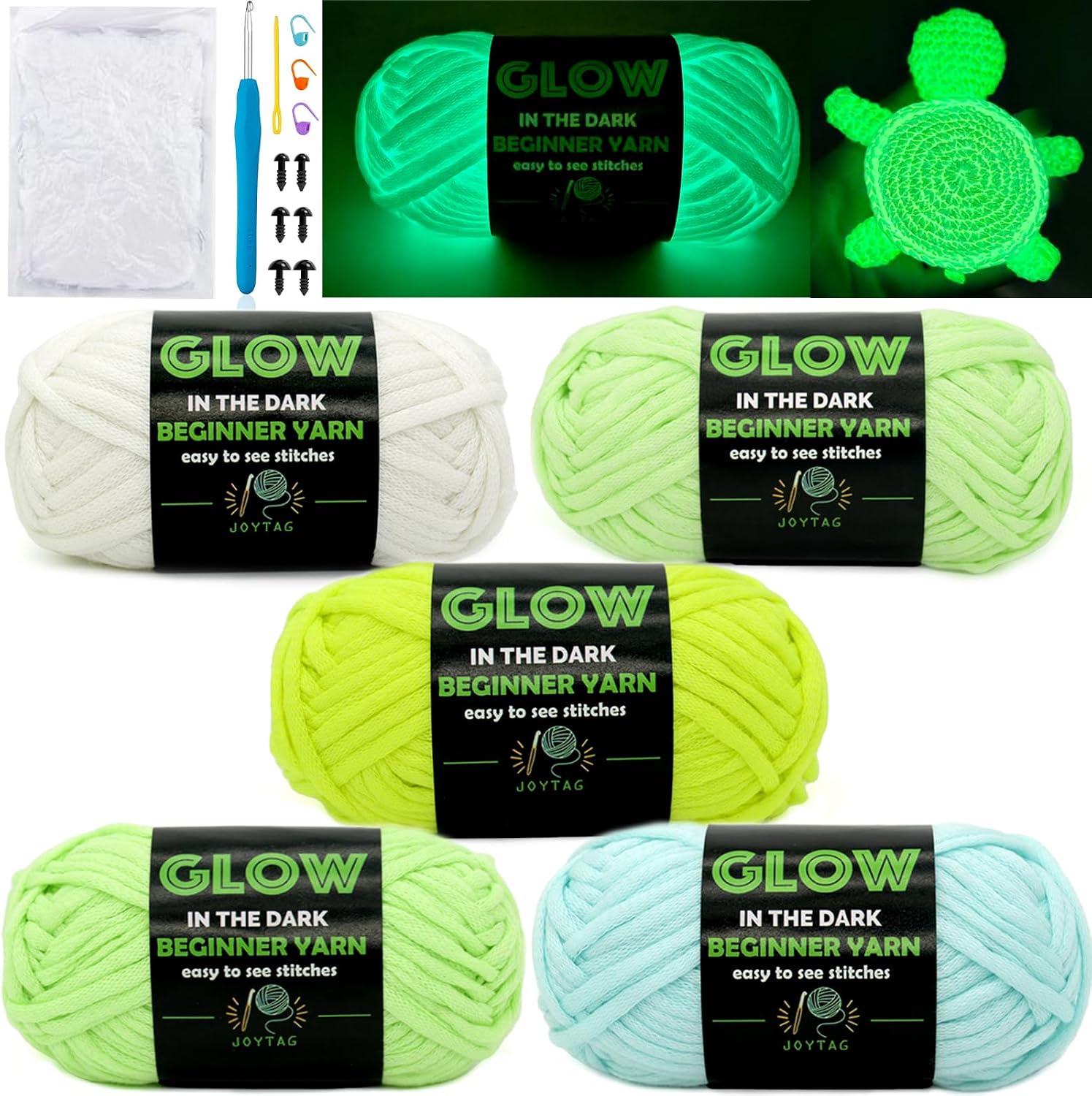Amazon.com: 5PCS Glow in The Dark Yarn for Crochet Glow Luminous ...