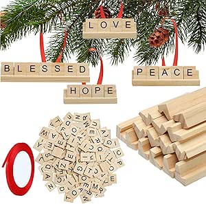 Amazon.com: Honoson 100 Pieces Wood Letters Tiles with 16 Pieces Wooden ...