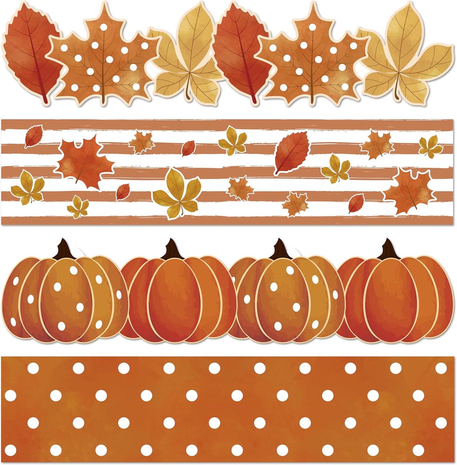 Amazon.com: BeYumi Fall Pumpkin Border Trim - 80Pcs Fall Pumpkin Maple ...