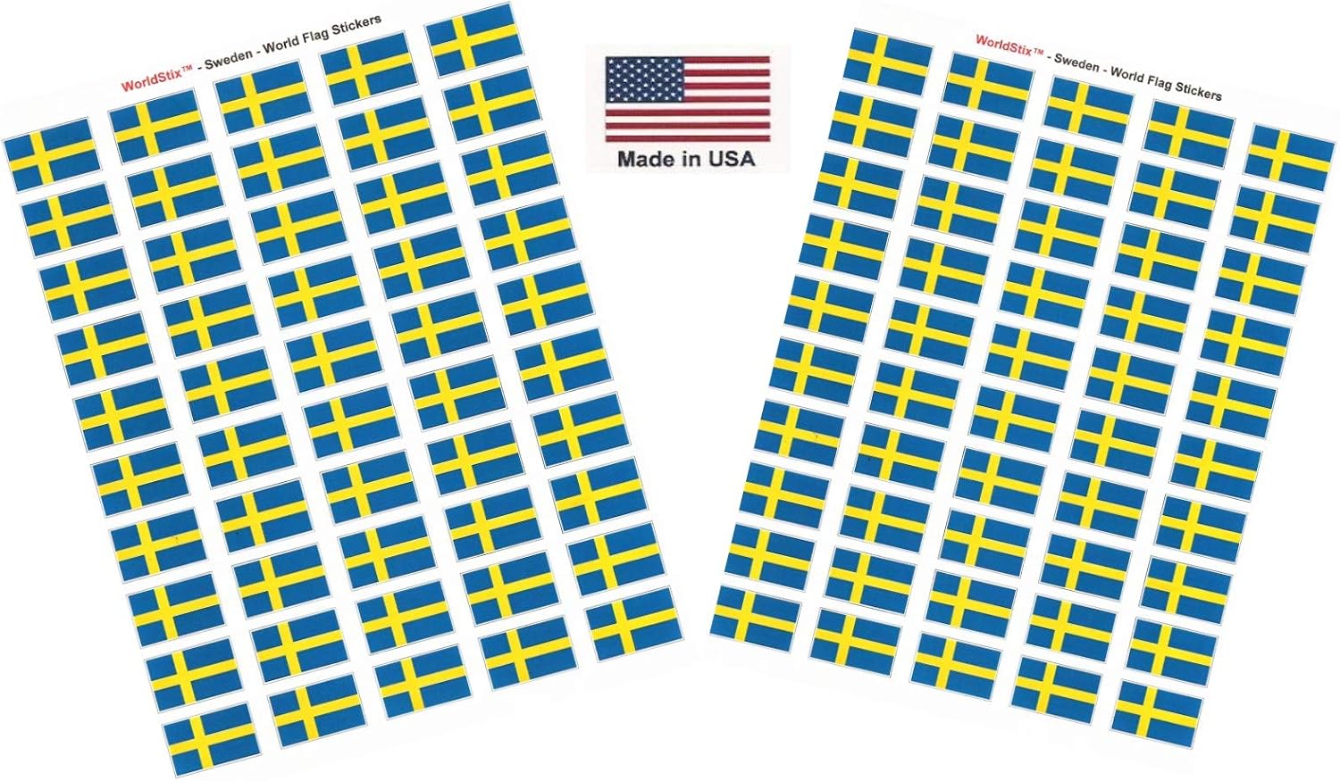 Amazon.com - 100 Sweden Flag Stickers, Two Sheets of 50, 1.5" x 1" Made ...