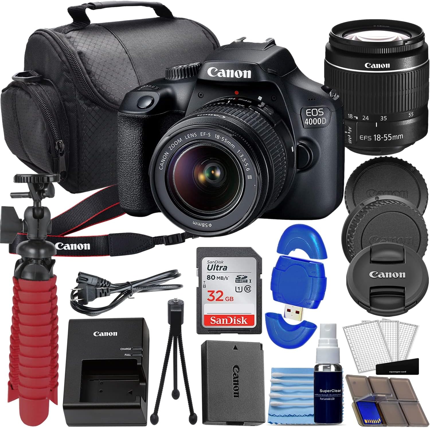 Amazon.com : Canon EOS 4000D / Rebel T100 Digital SLR Camera Body w ...
