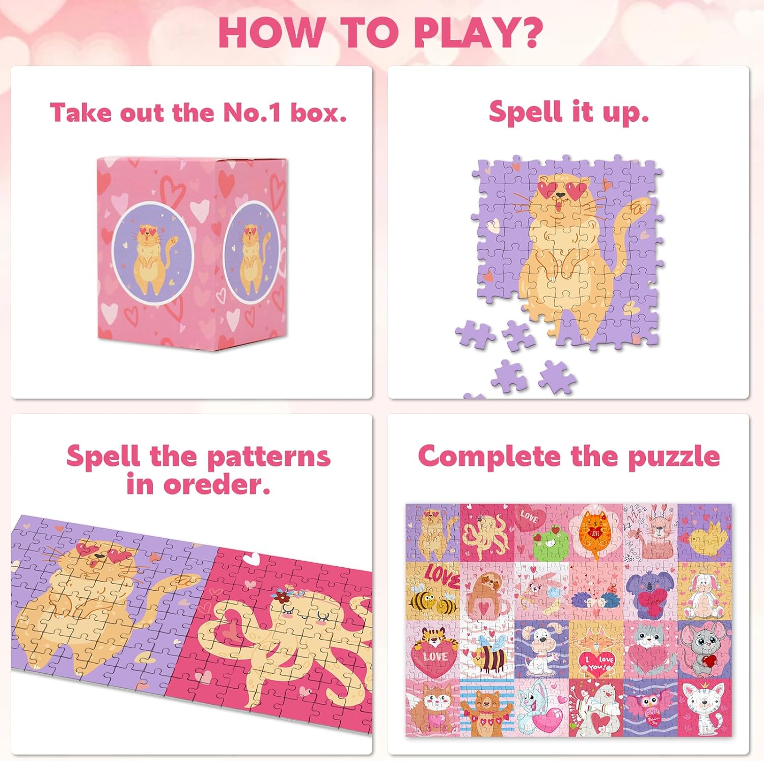 Rompecabezas para el día de San Valentín para niños con 24 tipos de ...