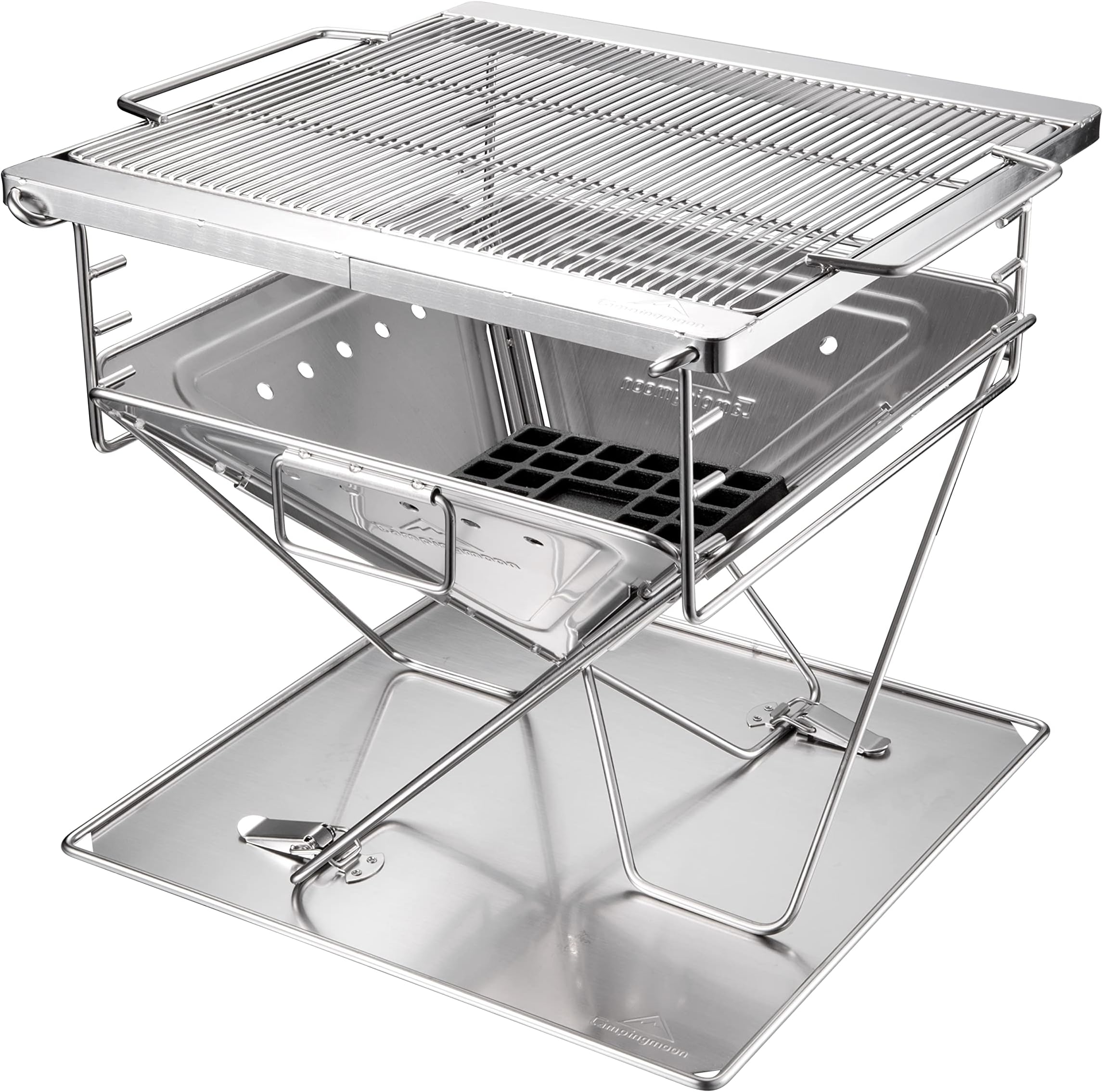Amazon.com : Campingmoon BBQ Grill Fire Pit Foldable Stainless Steel ...