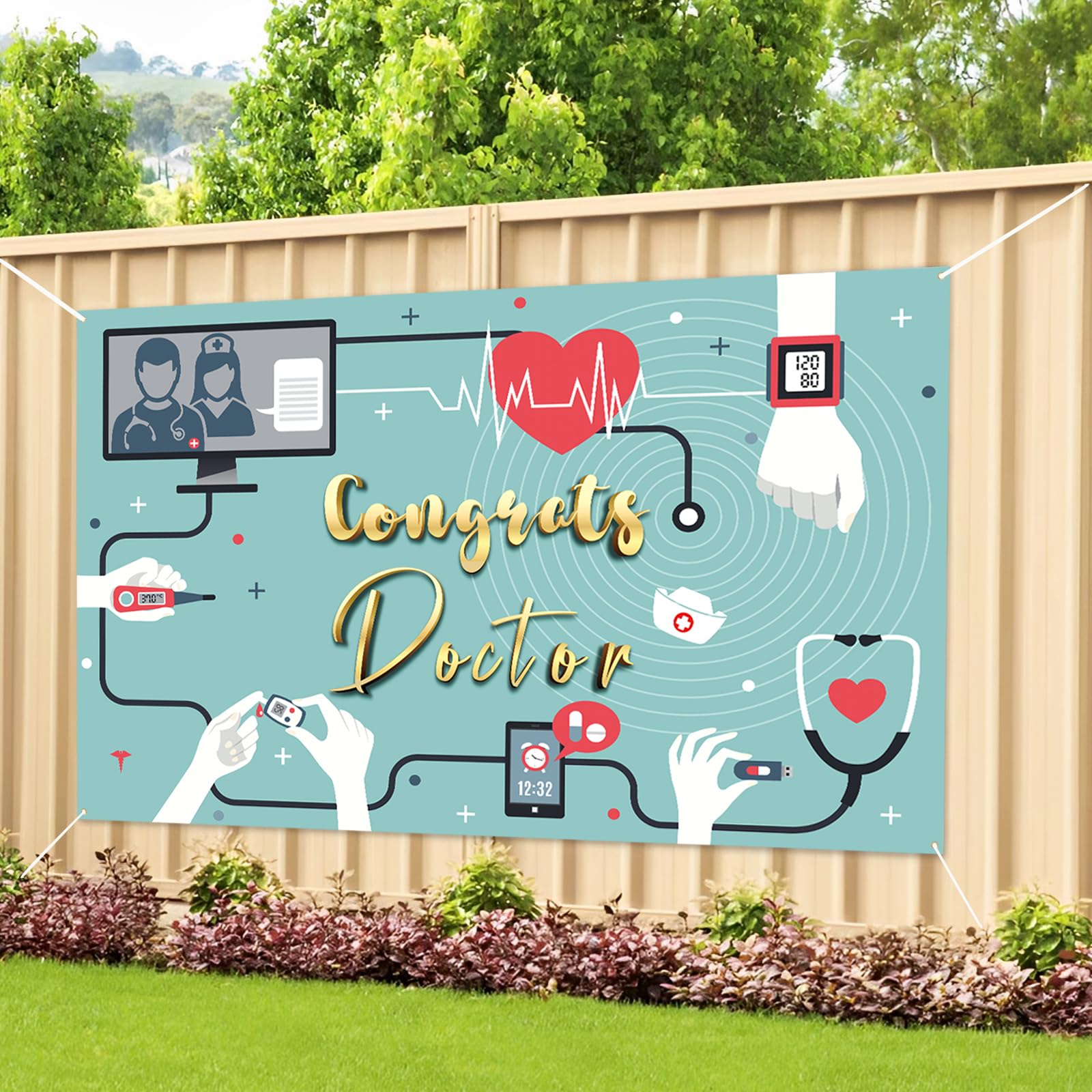 Amazon.com : Labakita Congrats Doctor Backdrop Banner, Doctor ...