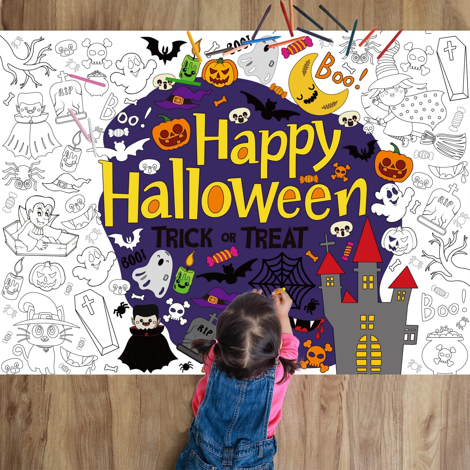 Amazon.com: Halloween Coloring Poster for Kids Giant Coloring Poster ...