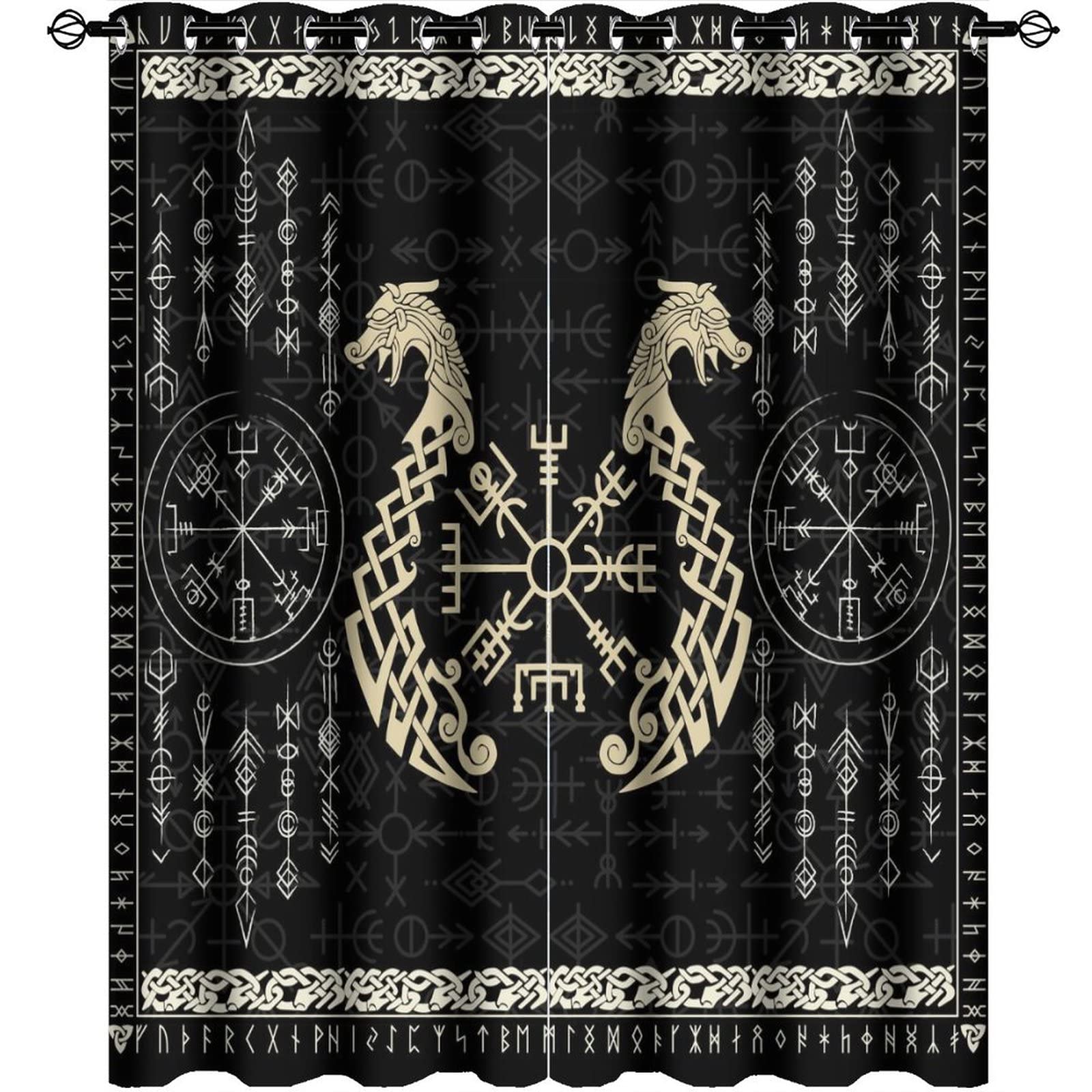 Amazon.com: INSFBRB Norse Vikings Curtains - Abstract Dragon Retro ...