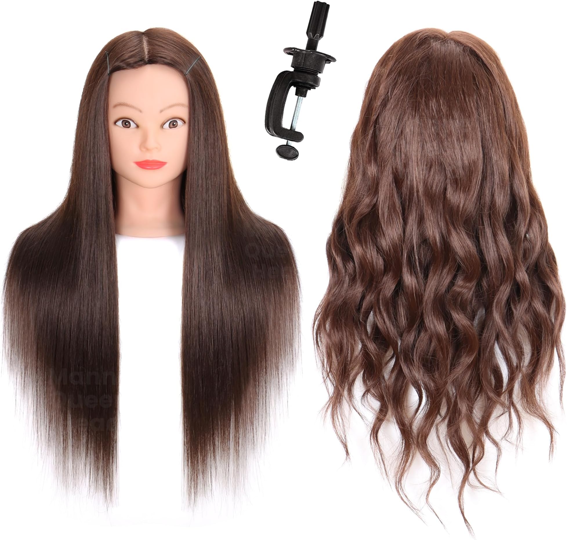 Amazon.com : Cosmetology Mannequin Head with 70% Real Human Hair - 26 ...
