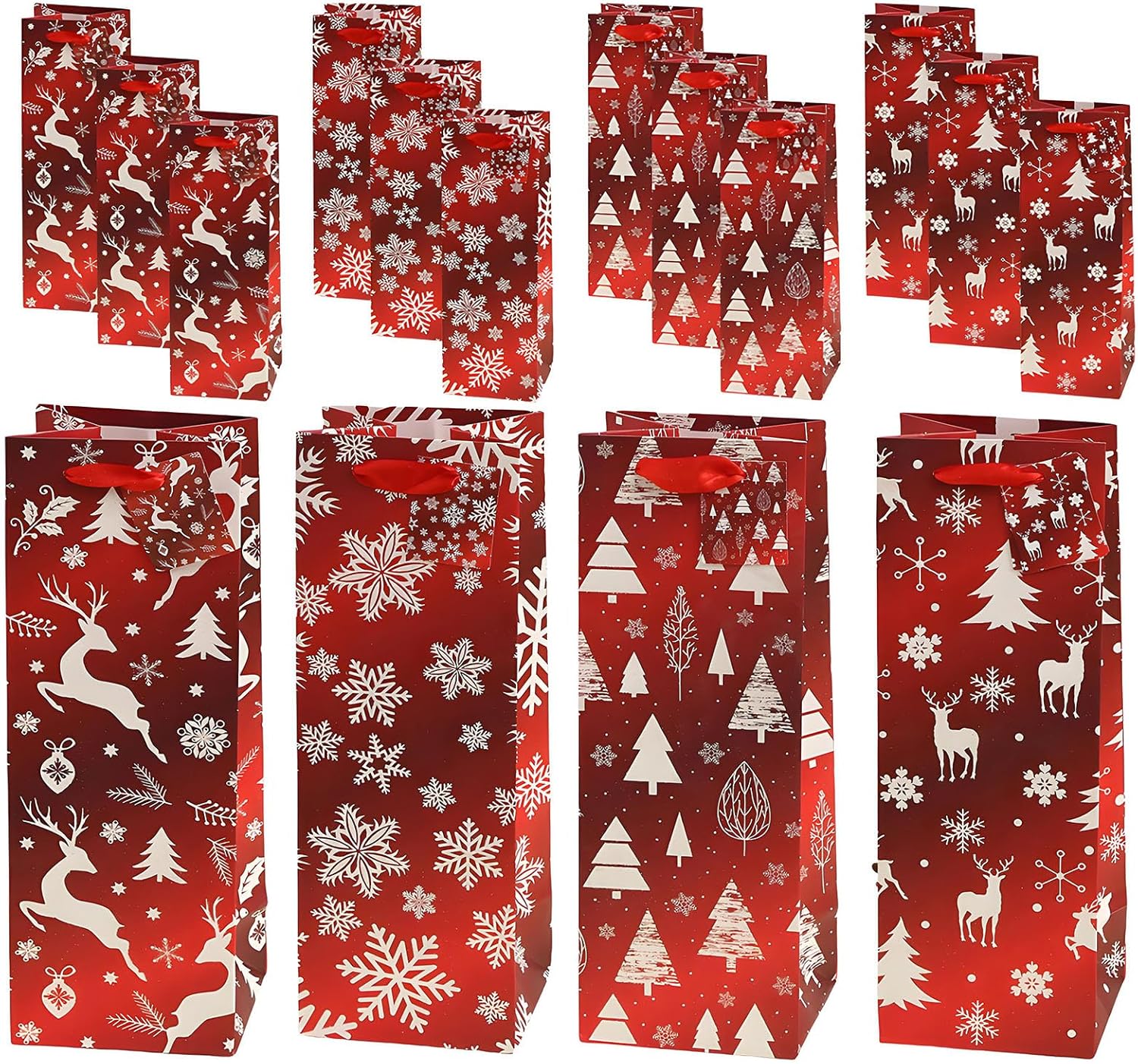 12Pcs Christmas Wine Bottle Bags for Whiskey, Champagne - Kraft Paper ...