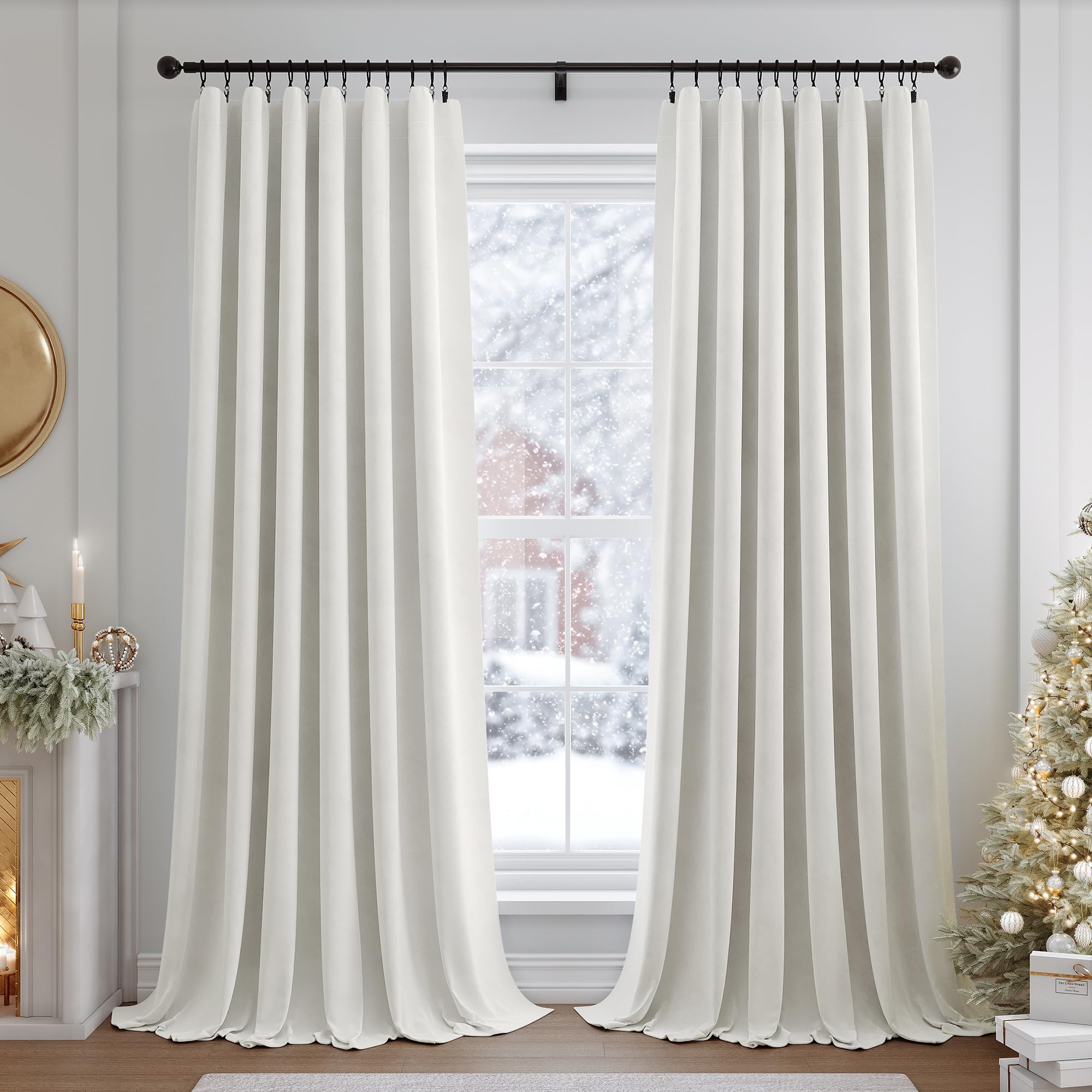 Amazon.com: FMFUNCTEX Velvet Curtains Ivory Curtains for Bedroom Living ...