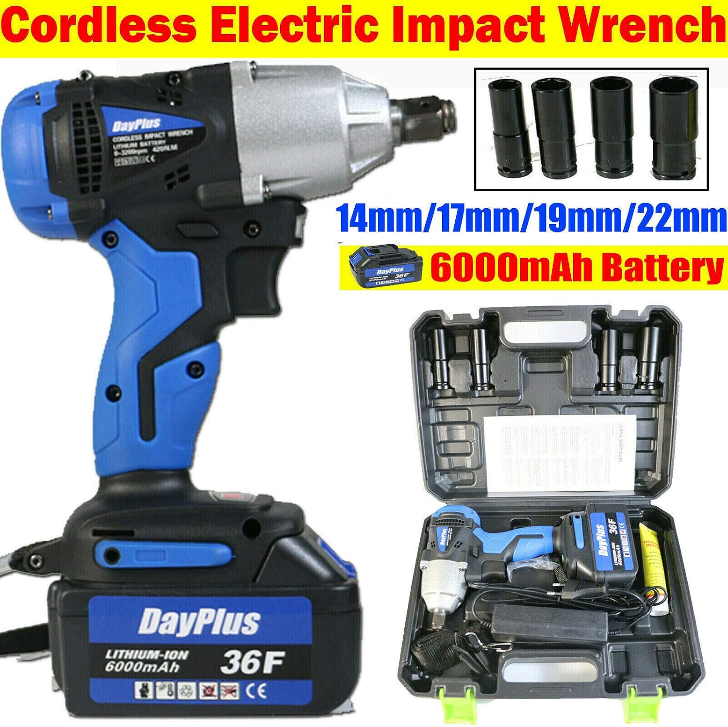 Cordless Impact Wrench Electric Drive Socket Tool Set 420Nm MAX Torque ...
