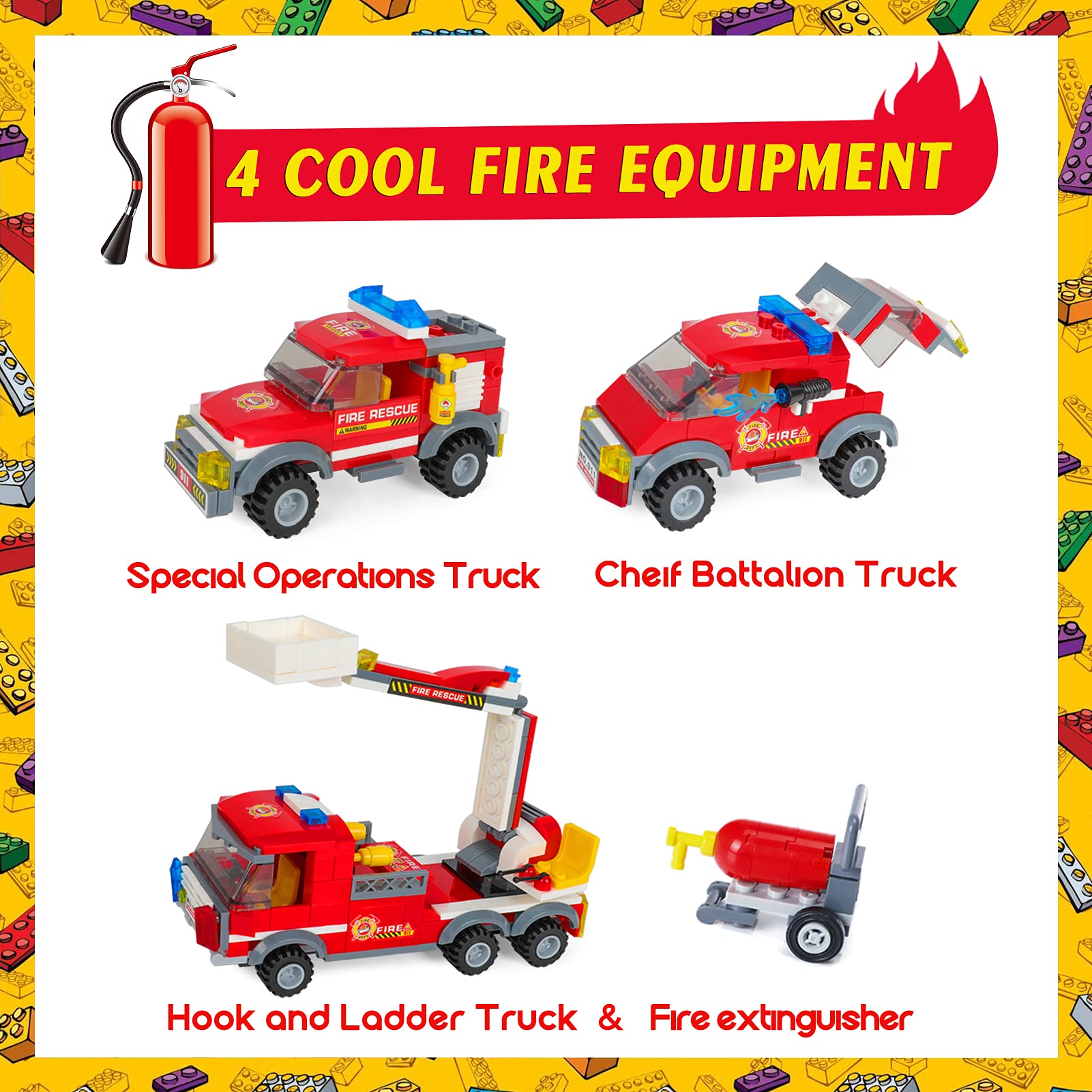 City Fire Station Building Kit, Fun Firefighter Toy Building Set for ...