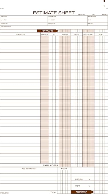 Amazon.com : Yellow Padded Estimate Sheets Size: 8 1/2" x 14" : Office ...