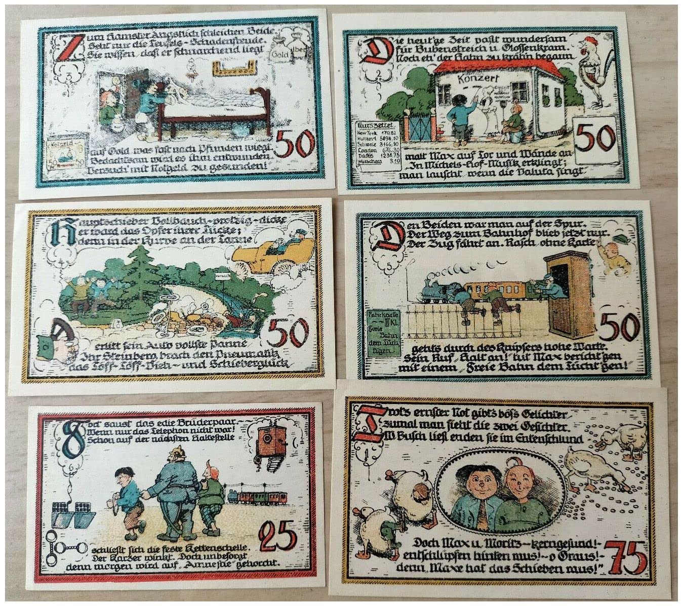 1921 G COMPLETE GERMAN MAX & MORITZ CURRENCY SET! THE ORIGINAL ...