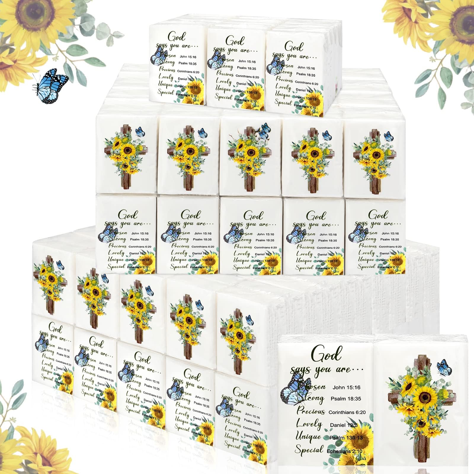 Amazon.com: Outus 100 Bulk Christian Pocket Tissues Travel Packs ...