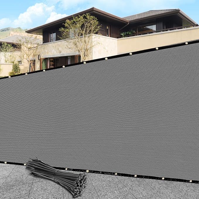 Amazon.com : SHADEWIZ 6' x 50' Gray Privacy Screen Fence Cover Heavy ...